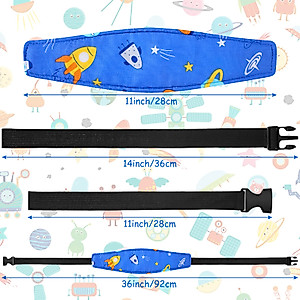 HESTYA 2 Pieces Baby Carseat Head Support Band Strap Headrest Stroller Seat Sleeping Headrest Neck Relief Head Strap Headband for Kids Children Toddler Infant(Space)