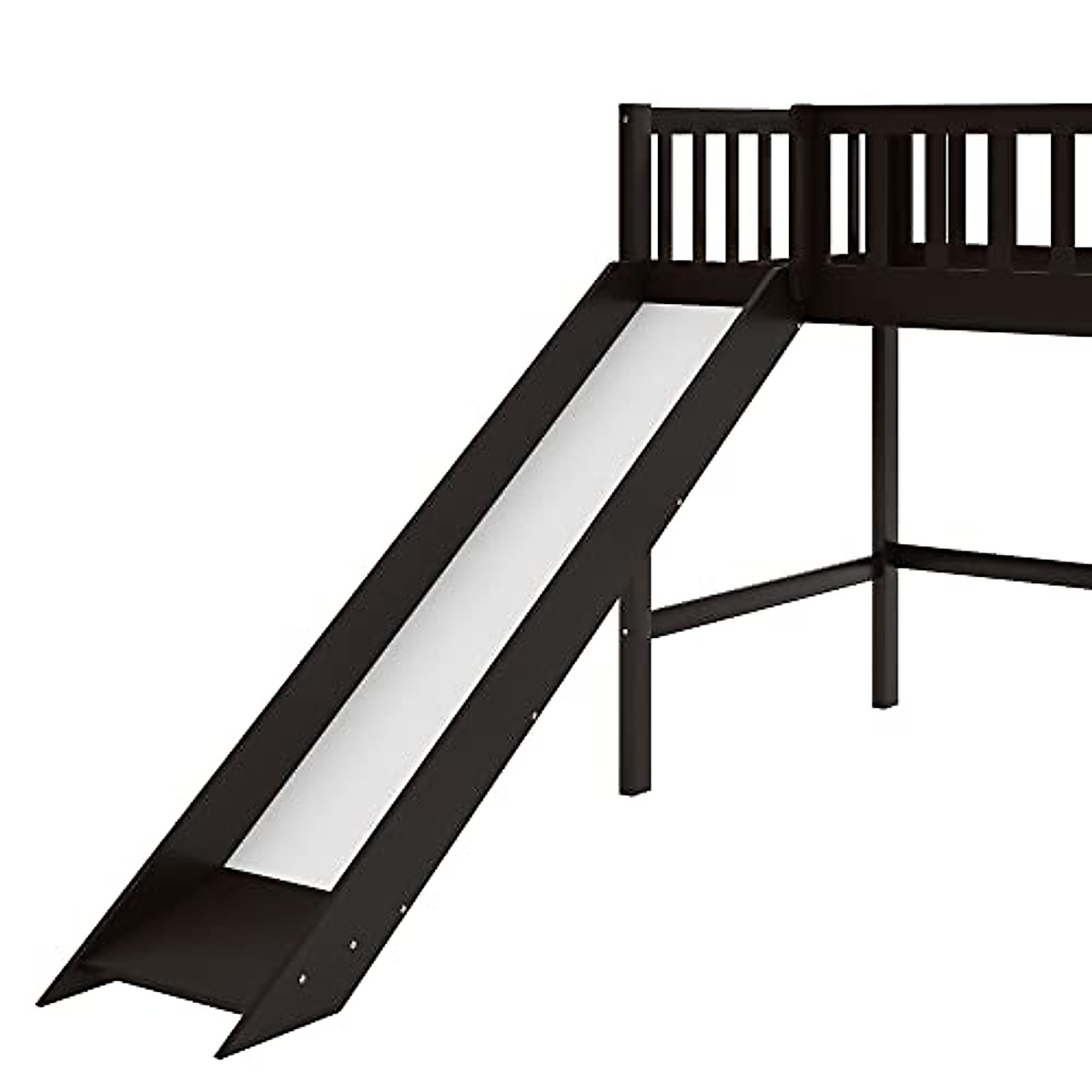 Twin Loft Bed with Slide Rails Frame Wood for Junior Kids Slat Support, No Box Spring Needed