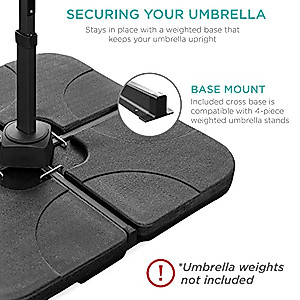 Best Choice Products 10ft Solar LED Cantilever Patio Umbrella, 360-Degree Rotation Hanging Offset Market Outdoor Sun Shade for Backyard, Deck, Poolside w/Lights, Easy Tilt, Cross Base - Tan