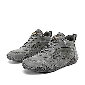 Tzsaixeh Women's Handmade Suede Explorer Waterproof Hiking Boot For Outdoor Trail Shoes Non-Slip Trekking Shoes Comfort Sports Walking Chukka Boots (Color : Gray, Size : 4.5)