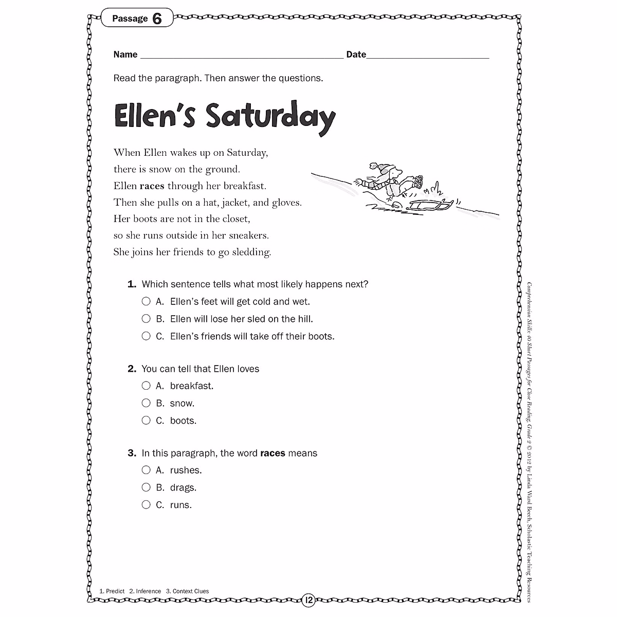 Scholastic Teaching Resources SC-546053 Comprehension Skills Gr 2 40 Short Passages For Close Reading