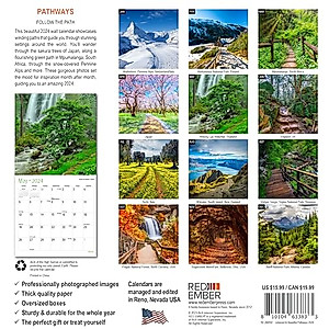 RED EMBER Untamed & Beautiful Pathways 2024 Wall Calendar 12 Month | 12" x 24" Open | Thick & Sturdy Paper | Giftable | Calendar 2024