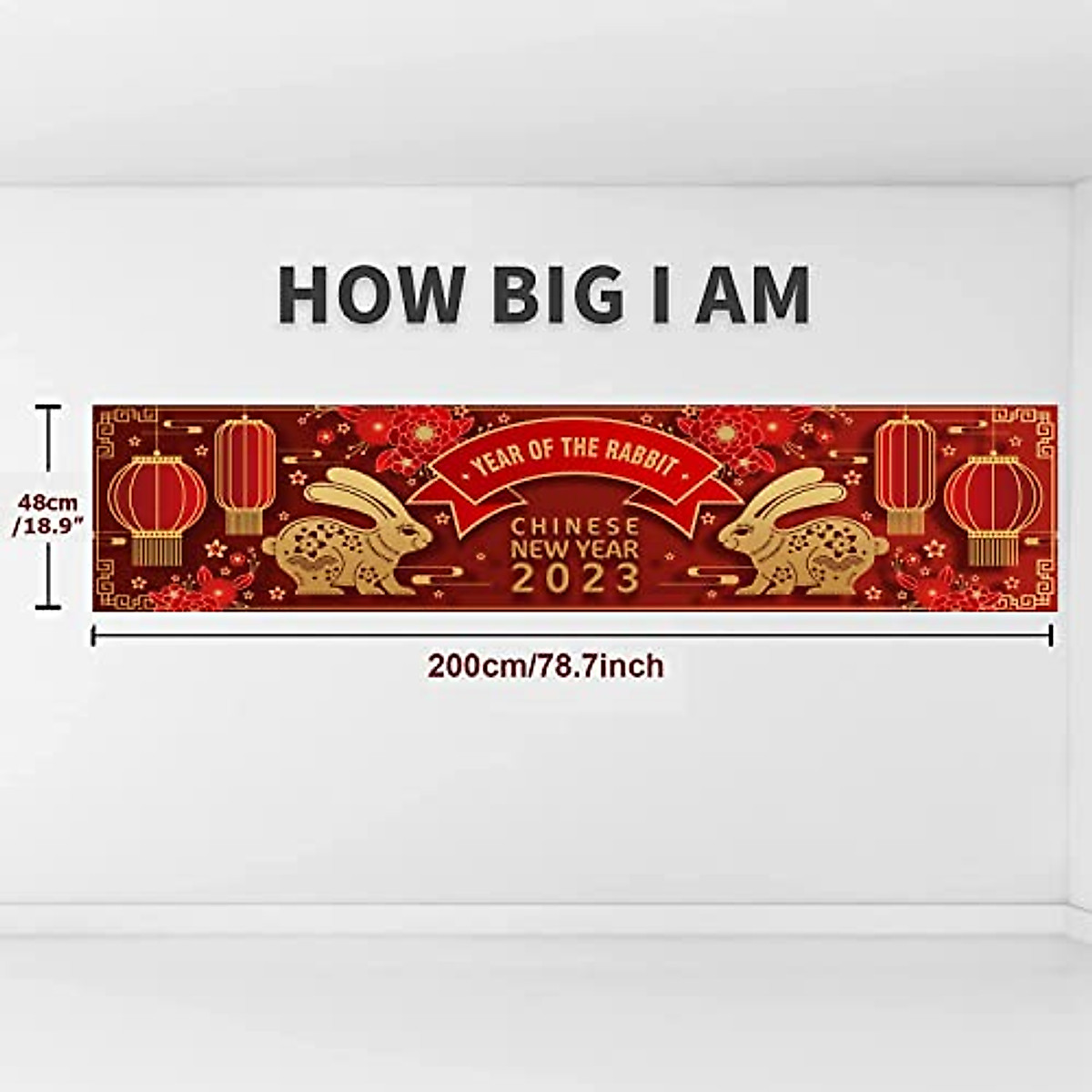 Chinese New Year Banner Year of the Rabbit Spring Festival Banner Decorations - New Year 2023 Chinese Holiday Eve Indoor Outdoor Garden Party Decor