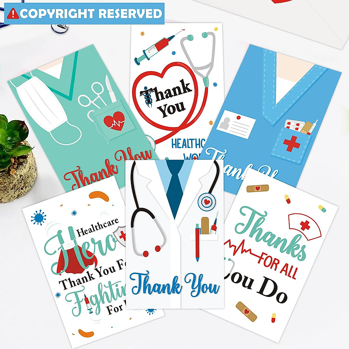 Medical Thank You Cards for Nurses Doctors 36Pcs Medical Cards Healthcare Workers Cards Thank You Doctor Cards with Envelopes and Stickers