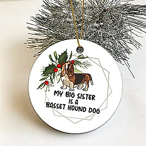 Memorial Pendant Christmas Ornaments Basset Hound Pet Dog Welcome to Dog's House Christmas Keepsake Pendant Decorations Ornament Gifts Hanging Ornament for Christmas Tree 3 Inch.