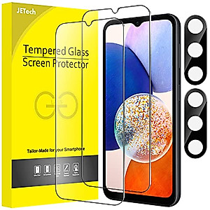 JETech Screen Protector for Samsung Galaxy A14 4G / 5G 6.6-Inch with Camera Lens Protector, Tempered Glass Film, HD Clear, 2-Pack Each