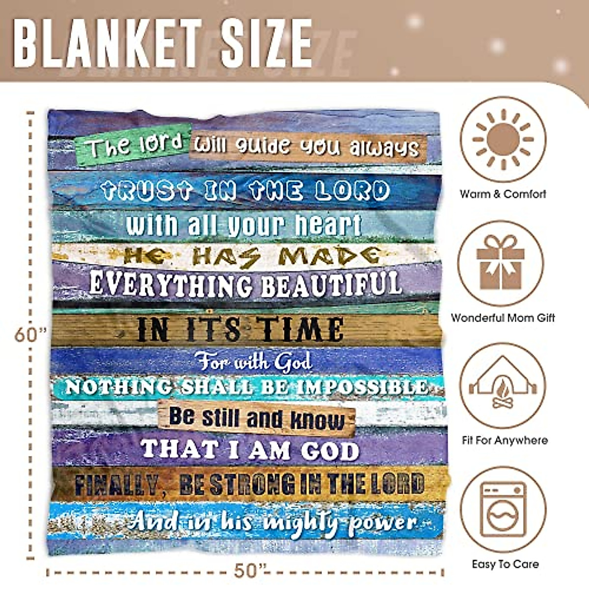 OUXIOAZ Christian Gifts for Women, Bible Verse Blanket Religious Gift Healing Throw Blanket with Inspirational Thoughts Prayer Blankets Mother's Day Birthday Gifts Spiritual Gifts for Women 50"x60"