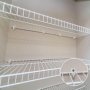 Wire Shelf Loop Clip Down Wall Clip Plastic Closet Shelves Clips Heavy Duty Shelf Bracket for Wire Shelving, Screws and Expansion Tube Not Included (White, 50 Pieces)