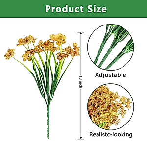 Vebroert Artificial Flowers, 12 Bundles Outdoor Fake Flowers UV Resistant Silk Flowers Greenery Decor, No Fade Plastic Faux Plants for Window Boxes Garden Porch Wedding Decoration, Yellow