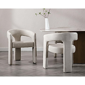 HNY Modern Barrel Kitchen & Dining Room Chairs Set of 6, PU Leather Upholstered Accent Chairs with Arm, 18.5'' Wide Side Armchairs Vanity Chairs for Living Room Bedroom Makeup Small Spaces, Grey