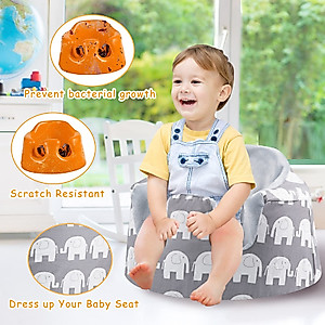 SMTTW Seat Cover Compatible with Bumbo Seat, Summer Cooling Breathable Seat Cover for Baby Boy Girl (Grey Elephant)