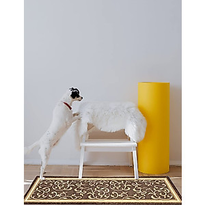 Kitchen Rug Non-Skid | Runner Mat Non-Slip Rug for Kitchen Floor with Rubber Backing Floor Mat | Low Profile (20" x 59") (1923-Brown)