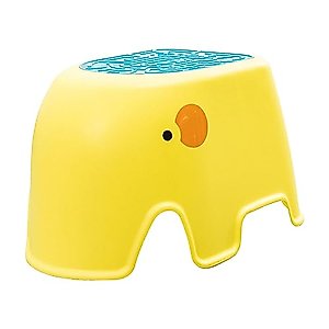 ＫＬＫＣＭＳ Kids Step Stool Toddler Step Stool,Multifunctional,Non Slip,Elephant Shaped,Durable Bathroom Step Stool Poop Stools for Kitchen,Bathroom, Yellow