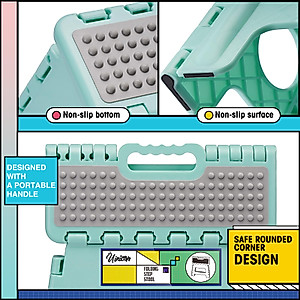 Uinicor 9" Folding Step Stool for Adults and Kids Holds Up to 300 lbs,Non-Slip Folding Stools with Handle, Compact Plastic Foldable Step Stool for Bathroom,Bedroom, Kitchen,Teal 1pc