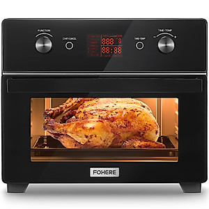 FOHERE Air Fryer Toaster Oven Combo, 20QT Smart Convection Ovens Countertop, 7 Cooking Functions for Roast, Bake, Broil, Air Fry, Free Accessories Included, 1800W