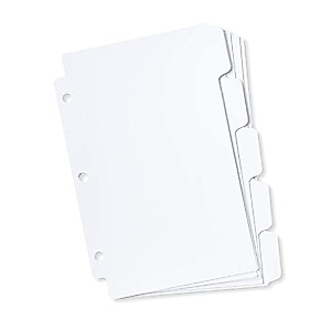 Blue Summit Supplies 5 Tab Mini Tab Dividers, White, 5 Mini Binder Dividers with 3 Hole Punch, for Notebooks and 3 Ring Binders, 5.5 x 8.5 Inches, Heavy Duty Paper, Set of 6, 30 Dividers