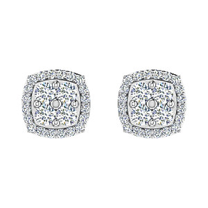 1/2 Carat Cushion Shaped Diamond Stud Earrings in 10K White Gold