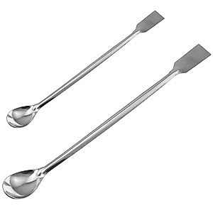 Lind Kitchen 2PCS 20cm/30cm Stainless Steel Lab Spoon Spatula Laboratory Sampling Spoon Mixing Spatula (One Spoon Side and One Shovel Side), Experiment Equipment