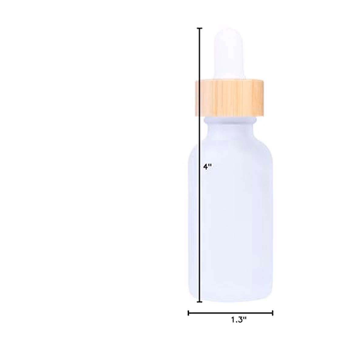 Focus Nutrition 12 Pack Clear Frosted Boston Round Essential Oils Aromatherapy Glass Bottles Jar With White Bamboo eye dropper cap, 1oz