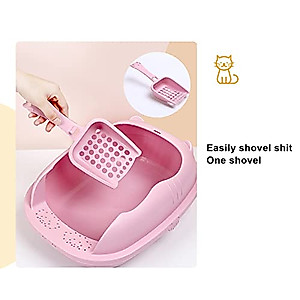 Open Top Cat Litter Box with Scoop,Kitty Litter Pan Prevent Sand Leakage,Waterproof Sifting Box for Small Cats,Durable Removable,for Cats Dogs Small Pets(Pink)