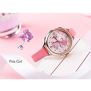 DREAMING Q&P Cute Bunny Women's Girl's Wrist Watches with Soft Pink Leather Strap Rose Golden Case fq062