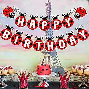Ladybug Birthday Party Banner Little Ladybug Party Decoration Felt Ladybug Happy Birthday Banner for Ladybug Theme Baby Shower Supplies