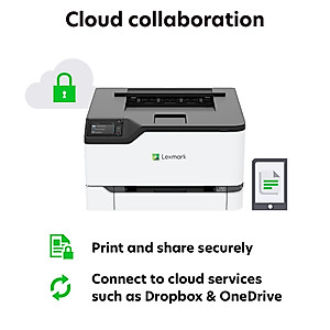 Lexmark C3426dw Color Laser Printer with Interactive Touch Screen, Full-Spectrum Security and Print Speed up to 26 ppm (40N9310),White,Small