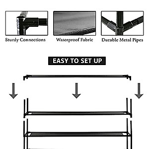 TY ARTS & CULTURE 2 Pack 10-Tiers Shoe Rack Organizer, Sturdy Metal Pipes & Durable Non-Woven Fabric, Space Saving Tall Shoe Rack Hold 80-100 Pairs, Shoe Rack for Entryway (Black)