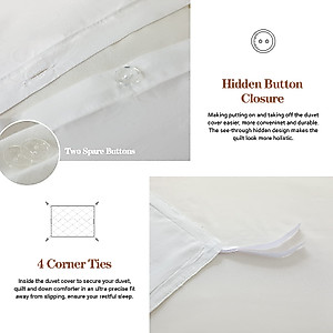 Simple&Opulence 100% Cotton Boho Tufted Duvet Cover Set, 3Pcs Textured Embroidery Comforter Cover Set -1 Duvet Cover&2 Pillowcases, Jacquard Shabby Chic Farmhouse Bedding for All Season(White, Queen)