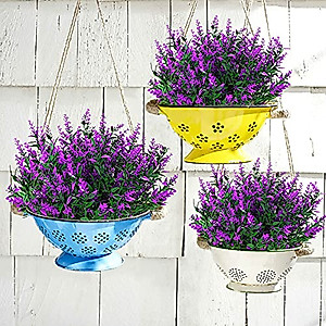 12 Bundles Artificial Lavender Flowers, Greenery Bushes Bouquet, Faux Plastic Greenery for Indoor Outside Hanging Plants, Plastic Fake Plants Flowers Home Garden Wedding Party Decor (Fuchsia)