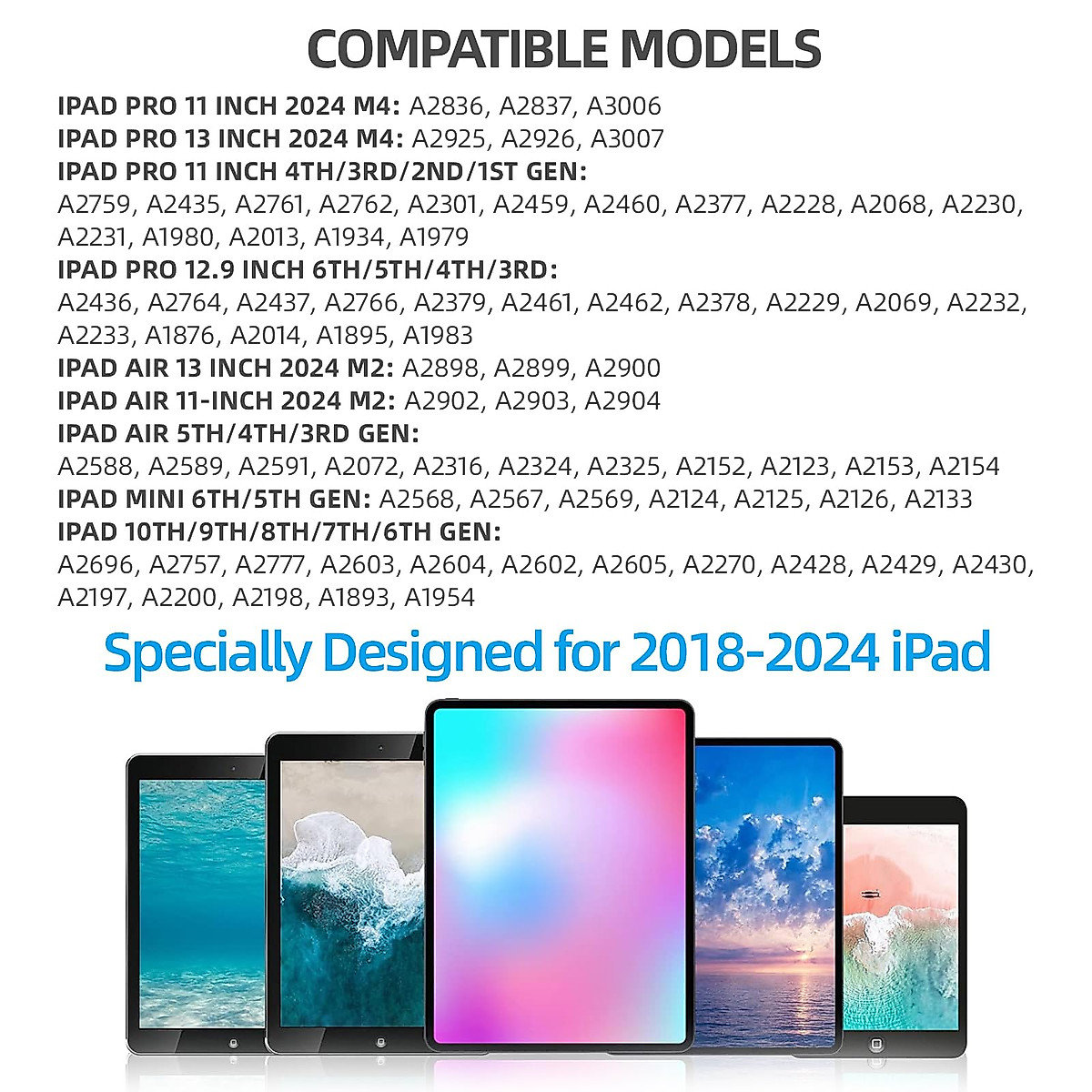 Stylus Pencil for iPad Pro 2024 13/12.9/11 inch M4, with 0.5h Fast Charge Palm Rejection for iPad Air 11/13 M2 6th/5th/4th/3rd, iPad 10th/9th/8th/7th/6th, iPad Mini 6th/5th