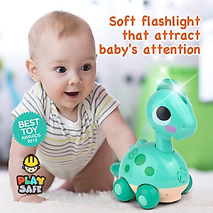 Kidpal Baby Toys 6 to 12 Months, Dinosaur Baby Boy Toys for 6 Month Old Boy Toys 12-18 Months with Music/Light Crawling Toys, Touch & Go Toddler Tummy Time Toys for 1 2 Year Old Boy & Girl Gifts