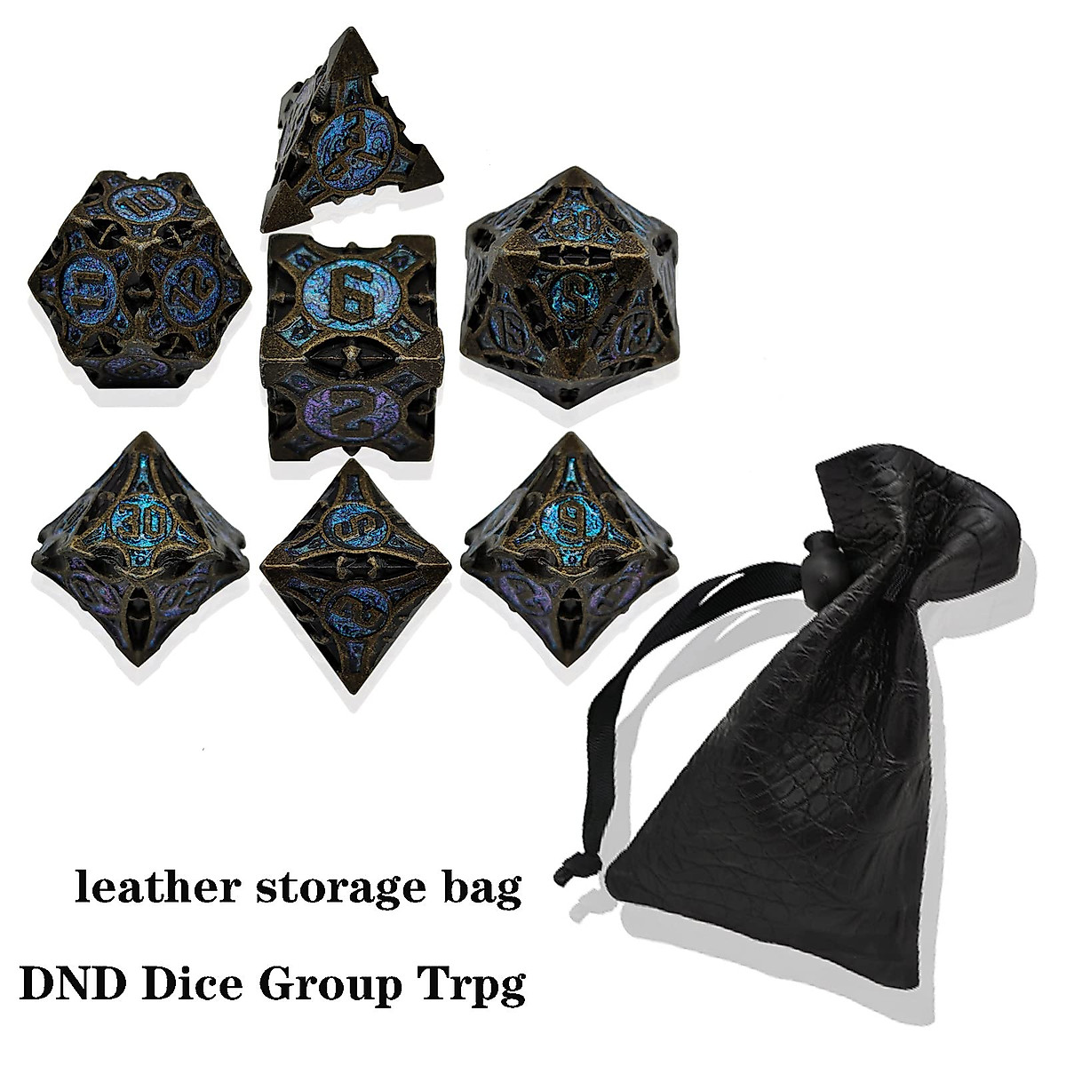 GIUADKXD Metal DND/ D&D Dungeons and Dragons Dice Set Trpg Board Game Polyhedron MTG Dice Set D20 Dice Game Accessories（Rolling Blue）