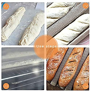 Zerodis Perforated French Bread Pan,Non Stick Perforated French Bread Pan Bakeware Toast Cooking Bake Home Bread Baking Waves Toaster Oven Baking Tray (4)
