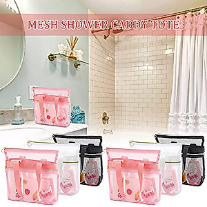 Woanger 6 Pieces Mesh Shower Caddy Portable Travel Shower Caddy Bag Quick Dry Gym Mesh Shower Tote with Zipper Lightweight Pink Shower Bag for Swimming Sports Camp Shopping College Dorms