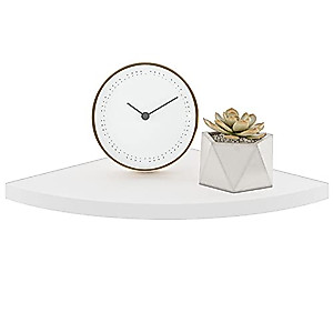 Ballucci Corner Shelf Wall Mount, Wood Floating Corner Shelf, for Bedroom, Living Room, Bathroom, Kitchen, Office, Kids Room, TV 12 x 12 inches, White