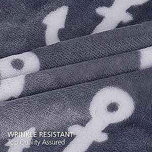 Soft Warm Anchor Plush Throw Blanket for Couch – Comfortable Lightweight Fleece Travel Blanket Nautical Decor 50” x 60”