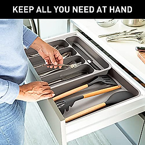 Greenual Expandable Silverware Organizer for Large Utensil Silverware Tray for Drawer Utensil Organizer Cutlery Flatware Organizer for Kitchen Plastic