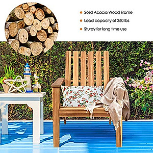 HAPPYGRILL Adirondack Chair Outdoor Acacia Wood Classic Adirondack Armchair Ergonomic Lounge Chair for Poolside Balcony Yard Patio Garden