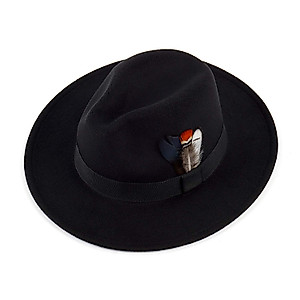 FADACHY Classic Fedora Hat for Men & Women Wide Brim Felt Hat Panama Dress Hat Black Fedora, L Large XL
