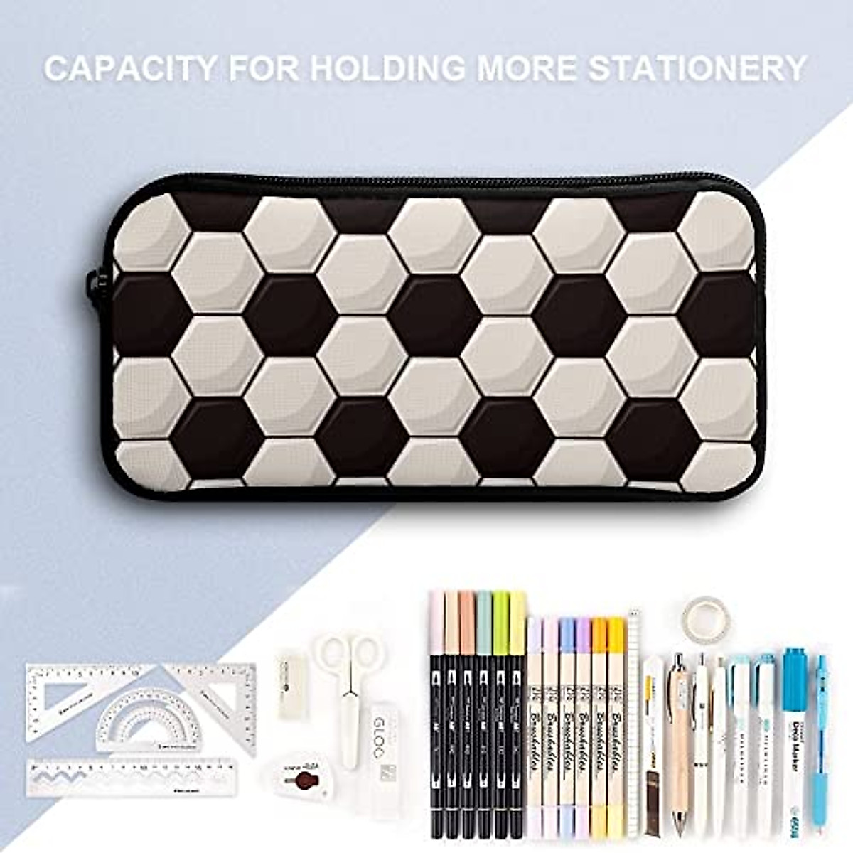 Football Soccer Design Pencil Case Makeup Bag Big Capacity Pouch Organizer for Office College