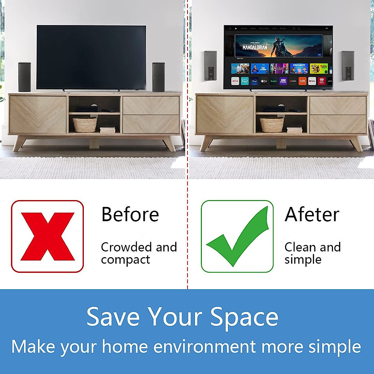 Tendodo 1 Pair of Black Wall Mount Brackets Replacement for Bose 752341-0010 OmniJewel Wall Bracket Compatible with Bose Lifestyle 650 Home Entertainment System and Bose Surround Speakers 700