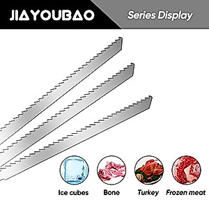 JIAYOUBAO12-Inch Stainless Steel Saw Blades for Meat Cutting 3TPI Big Tooth Unpainted Reciprocating Saw Blades for Frozen Meat, Bones, Turkey, Ice Cubes, Cured Ham, Sheep, Beef and Ice Cubes