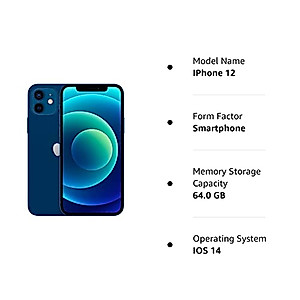 Apple iPhone 12, 64GB, Blue - Unlocked (Renewed Premium)