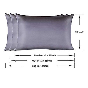 Jocoku 100% Mulberry Silk Pillowcases Set of 2 for Hair and Skin and Super Soft and Breathable Queen Size Nature Silk Pillowcases (Queen, Gray)