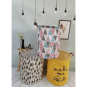 Hehoilam Storage Baskets Waterproof Foldable Organizer Large Storage Bins for Dirty Clothes Home and Office Toy Organizer Laundry Hamper(Pink triangle)