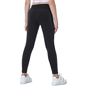 Heathyoga Girls Leggings with Pockets Girls Yoga Pants Athletic Leggings for Girls Dancing Leggings Workout Leggings Black