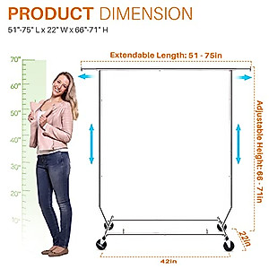 HOKEEPER 250 Lbs Load Capacity Clothes Hanging Garment Racks Portable Heavy Duty Commercial Grade Clothing Rack with Wheels, Chrome Finish