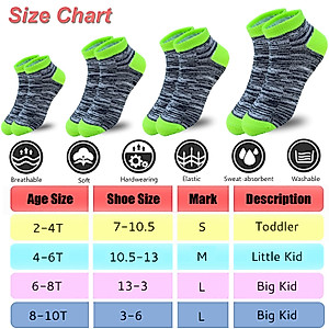 Tsmollyu boy socks 15 Pairs Kids' Low Cut Socks Half Cushion Sport Ankle Athletic Socks for Boys Girls Size Age 2-8 Years(6-8 Years)
