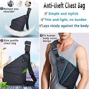 Travel Sling Bag Light Thin Chest Shoulder Bag Anti-Thief Crossbody Personal Pocket Bag for Men Shoulder Backpack for Hiking(Right)